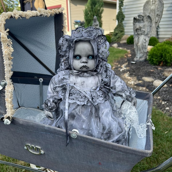 Creepy Old Fashioned Ghostly Girl Doll Spooky Doll Macabre Decor Horror ...
