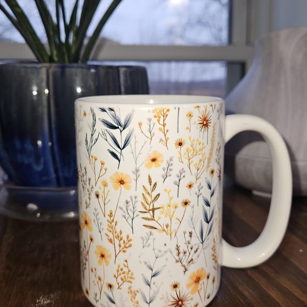 Forest Landscape Ceramic Mug, Rustic Mountain Pines Printed Coffee Cup ...