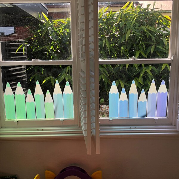Window Decals Colored Pencils, Reusable Window Clings 6-set, Glass ...