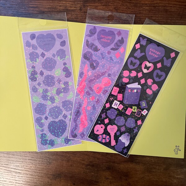 Set of 3 Holographic Deco Sticker Pack -sparkly Glitter Stickers ...
