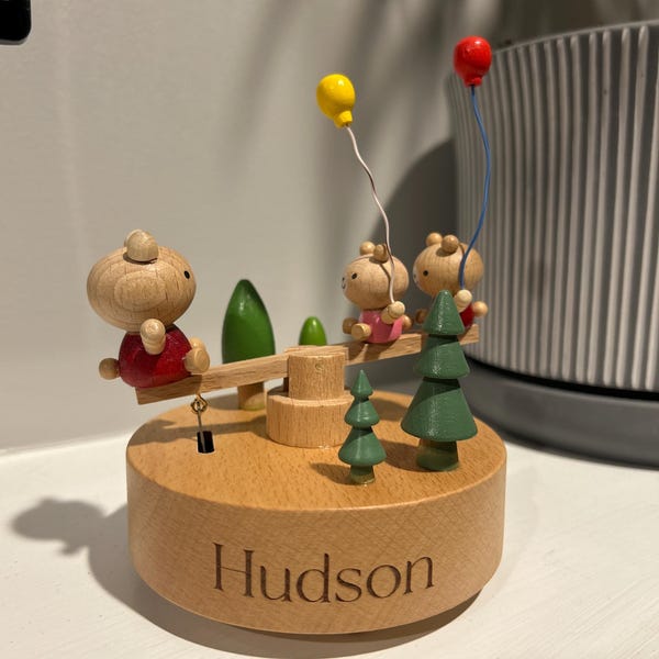 Personalised Ballerina Musical Carousel Wooden, Christmas Music Box ...