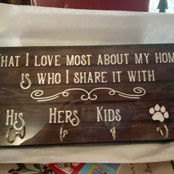 Personalized Key Ring Holder, Quote Key Holder, His Hers Ours Dog Paw ...