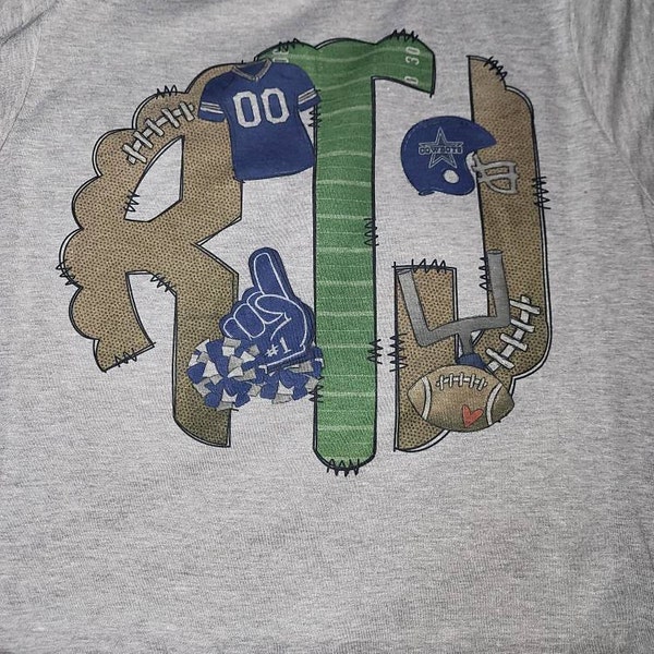 Blue FOOTBALL Monogram Png Letters, Fall Sports Sublimation Hand Drawn ...