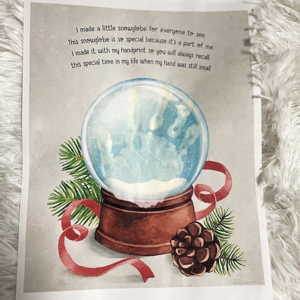 Snowglobe Handprint Footprint Art Craft / 1st First Xmas Christmas ...