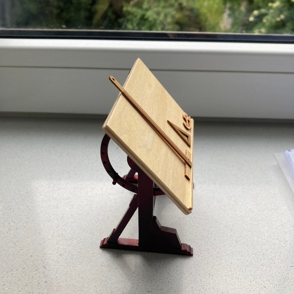 Architect's Wooden Drafting Drawing Table With Rulers 1:12 Dollhouse ...