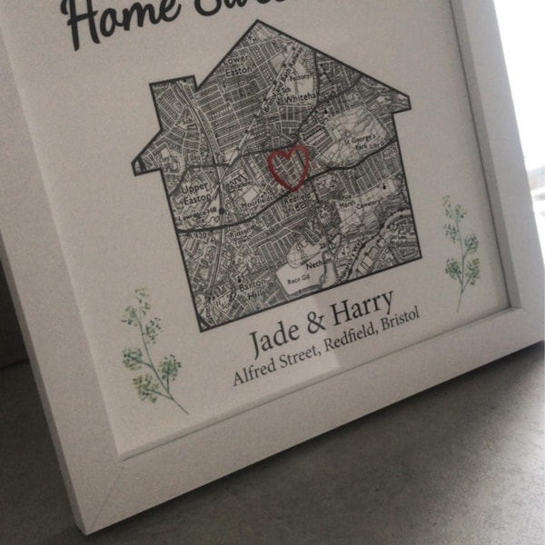Personalised New Home Map Gift | Custom Housewarming Keepsake | Unique ...