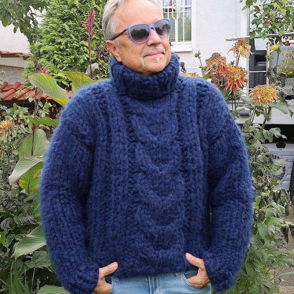 3 Kg Turtleneck Sweater Itchy Scratchy Thick Knit Chunky Mens Wool ...