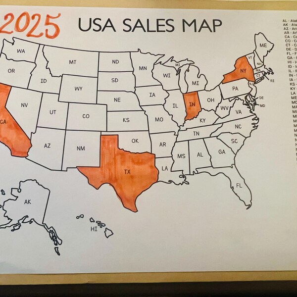Printable USA Postcode Map, Sales Map, Orders Map, Digital File - Etsy