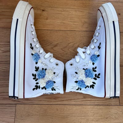 Embroidered Converse/converse Flower/custom Converse Pink Lily Flower ...