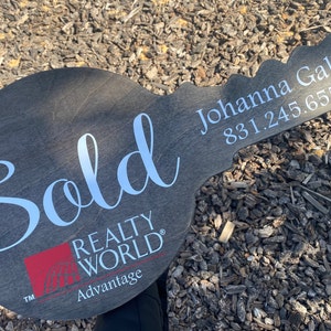 Key Shape Sold Sign With Hashtag or Name, Personalized Real Estate ...