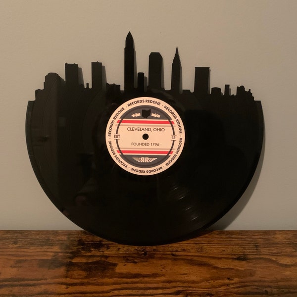 Cleveland Skyline Vinyl Record Art: Unique Upcycled Wall Decor - Etsy