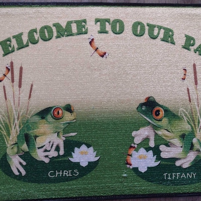 Frogs Font Porch Mat, Frog Family Welcome Mat, Customized Family Frogs ...