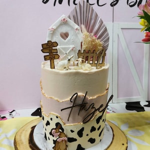 Farm Yard Barn Theme Cake Topper Set Picket Fence, Tractor, Name Cake ...