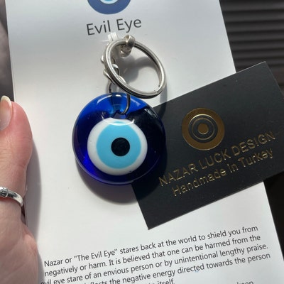 Evil Eye Keychain, Blue Glass Evil Eye, Turkish Nazar Boncuk, Greek Eye Keyring, Good Luck ...