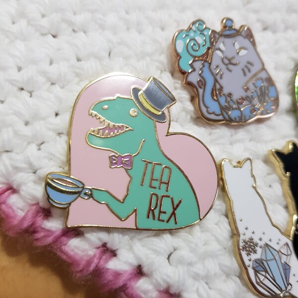 Tea Rex T-rex Hard Enamel Pin Badge Tyrannosaurus Rex Pin Trex Tea Pin ...