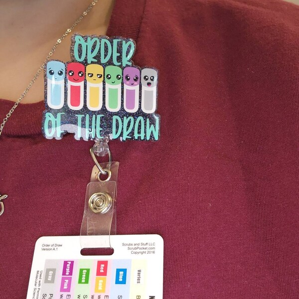 Lab Order of Draw Badge Reel, Phlebotomist Badge Reel, MLT, MLS, CLS ...