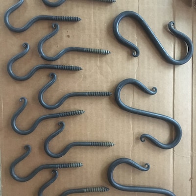 Set of 3 Hand Forged Blacksmith Made Decorative S-hooks, Plant Hanger ...
