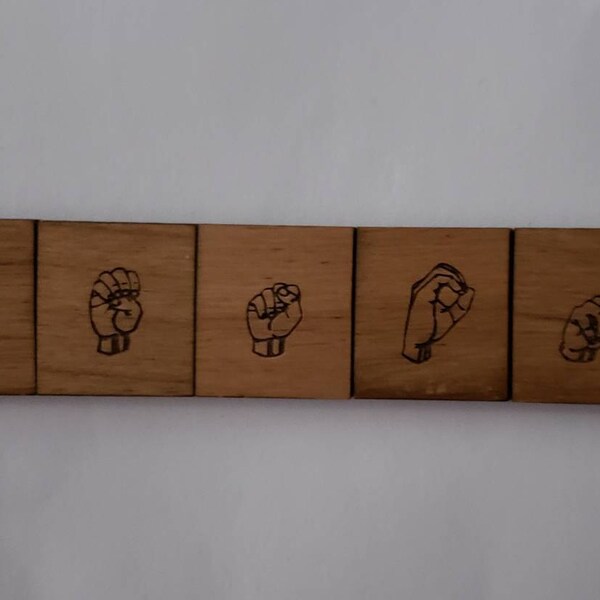 Alder Wood ASL Sign Language Scrabble Tiles - Etsy
