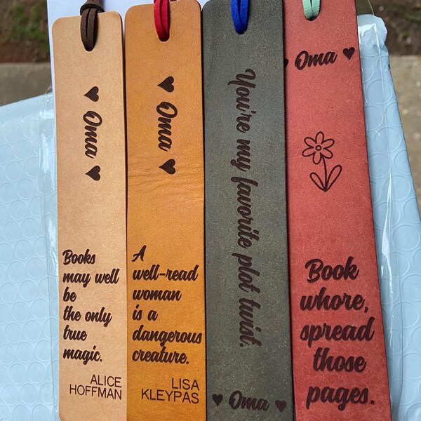 Tea and Books Leather Bookmark custom Leather Bookmark, Personalized ...