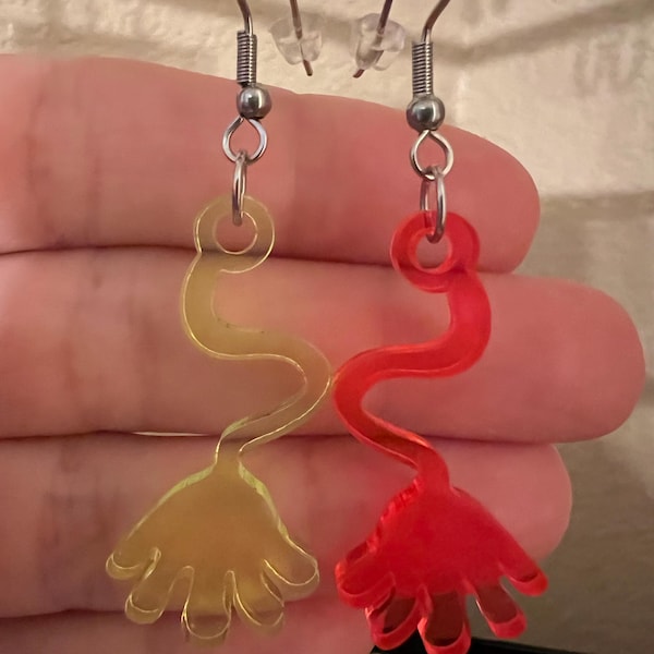 Sticky Hand Acrylic Earrings, Laser Cut Acrylic Earrings, 90s Inspired ...