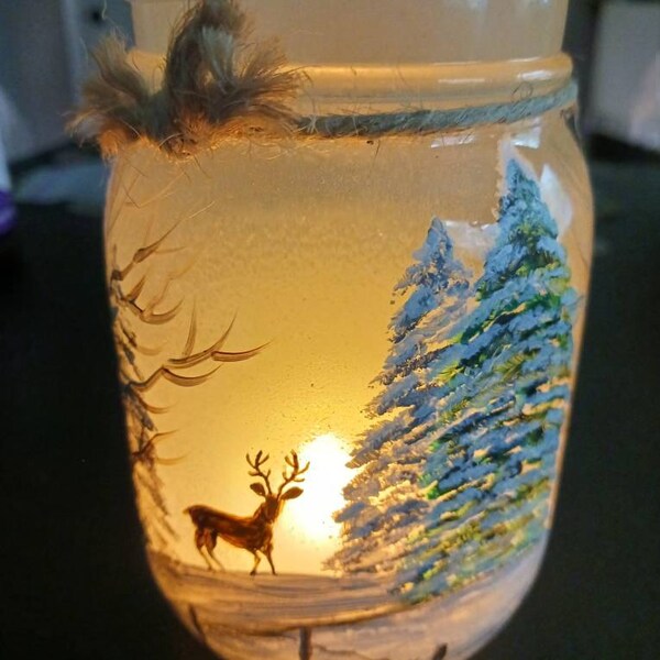 Lighted Jar Collection, Set of 3 Handpainted Battery Operated Tea ...