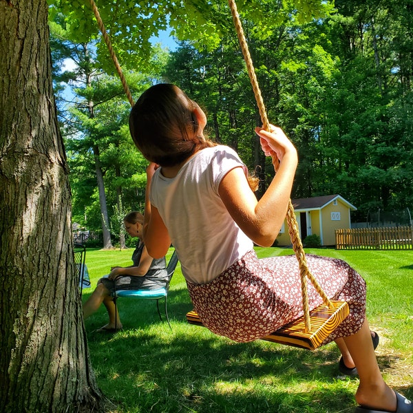 Handcrafted Wooden Tree Swing, Natural or Charred, Rope Included - Etsy