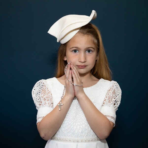 Red Strawberry Beret Girls, Little Girls Mini Top Hat, Girls Fascinator ...