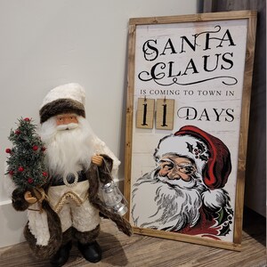 Christmas Countdown Wood Sign, Santa Claus Christmas Countdown ...