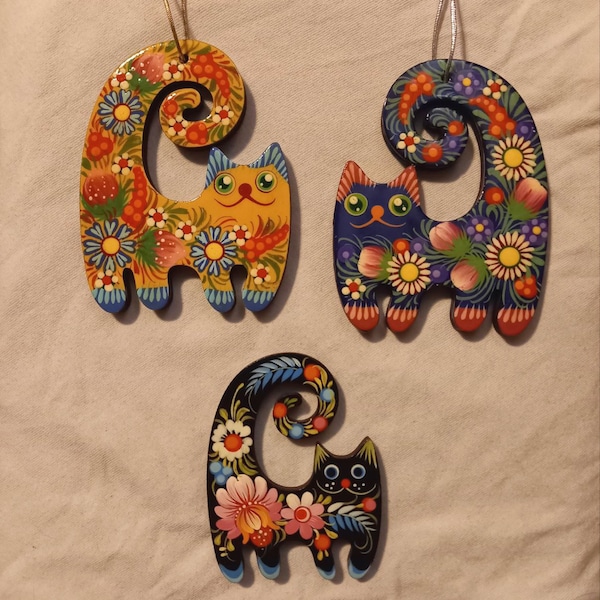 Funny Cat Fridge Magnet - Animal Wooden Magnets Figures - Pretty Cats ...