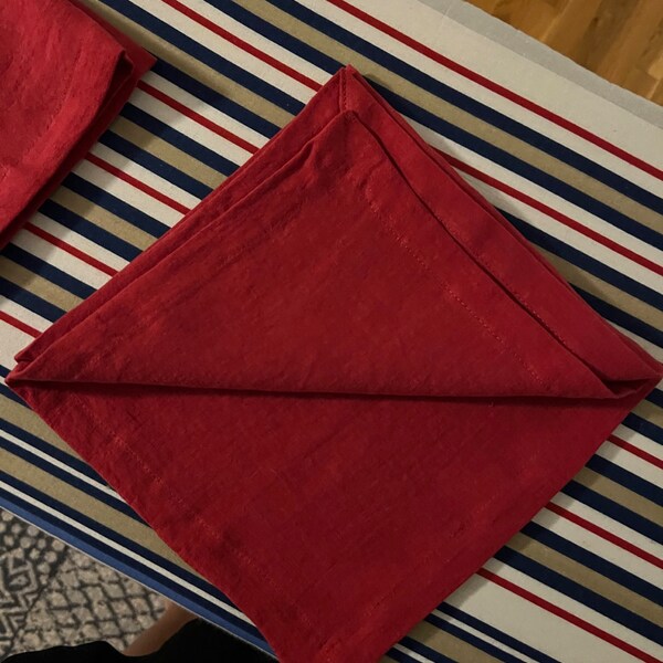 100% French Linen Napkins -18 X 18 Inch, Set of 4 - Stonewashed Pure ...