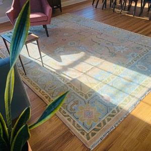 Turkish Gray Rug With White Accent Oushak Made to Order in Any Size ...