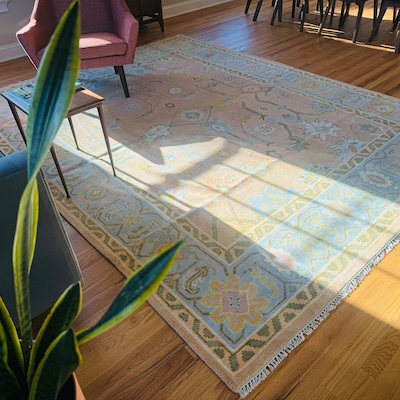 Turkish Gray Rug With White Accent Oushak Made to Order in Any Size ...