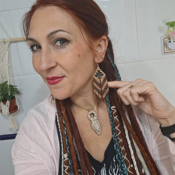 Country Girl Long Seed Bead Fringe Earrings Cowgirl Rodeo Earrings Teal ...