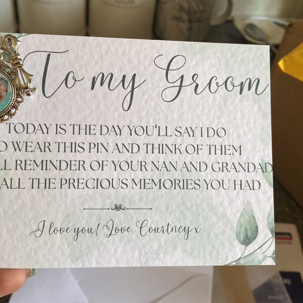 Groom Memorial Pin - Groom Buttonhole Charm - Groom Memory Pin - Loved ...