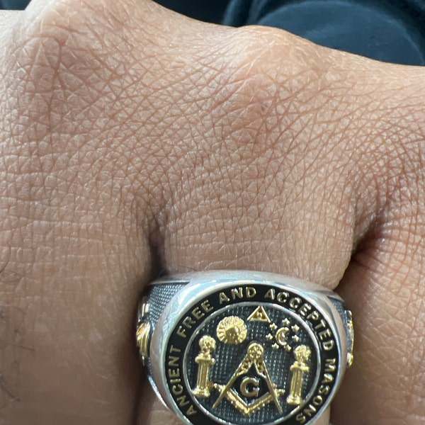 Masonic Ring AF AM Silver 925 Freemason Mason Masonry Jewelry Gift 18k ...