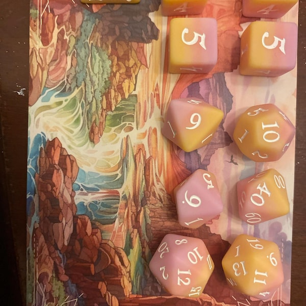 Sorbet Sunset Dice Set - Ombre Layered Polyhedral Pastel Dice for DND ...