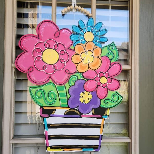 PREORDER: Hummingbird Door Hanger | Painted Door Hanger | Floral Spring ...