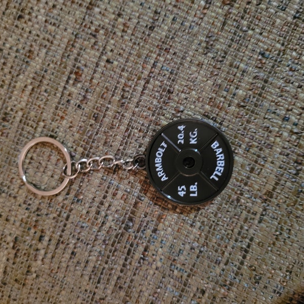 METAL Barbell Plate Keychain for Weightlifting, Gym, and Fitness Lovers ...