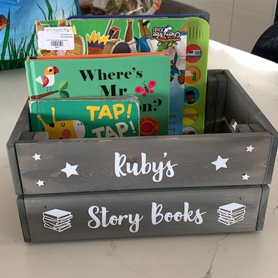 Personalised Book Crate Little Library Story Book Box Personalised Book ...
