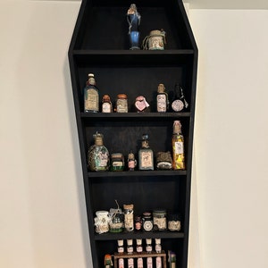 52 Inch Coffin Bookshelf, Goth, Spooky, Home Decor, Bookcase, Mystic ...
