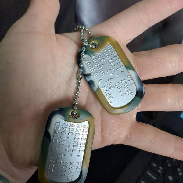 Custom Embossed Personalized Military Issue Stainless Steel Army Navy ...