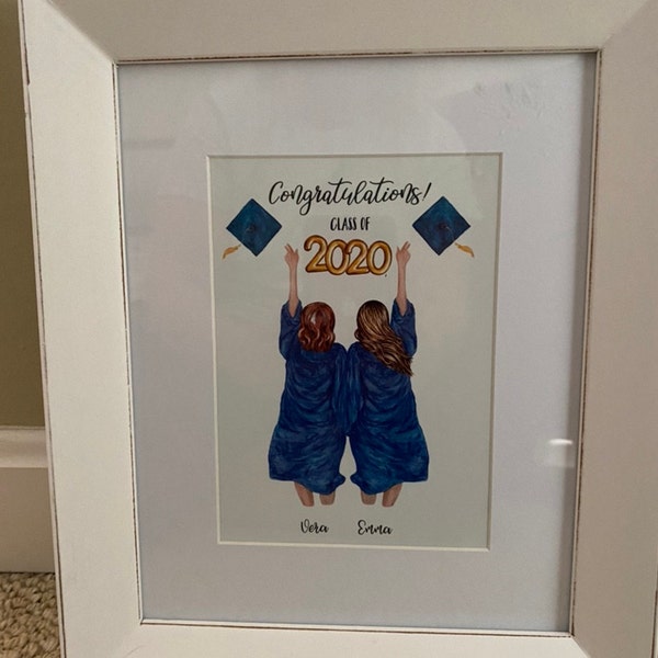 2 Best Friends Personalized Graduation Print Friends Graduation Gift ...