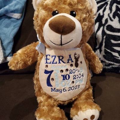 Personalized Stuffed Animal Teddy Bear Embroidered Birth Announcement ...