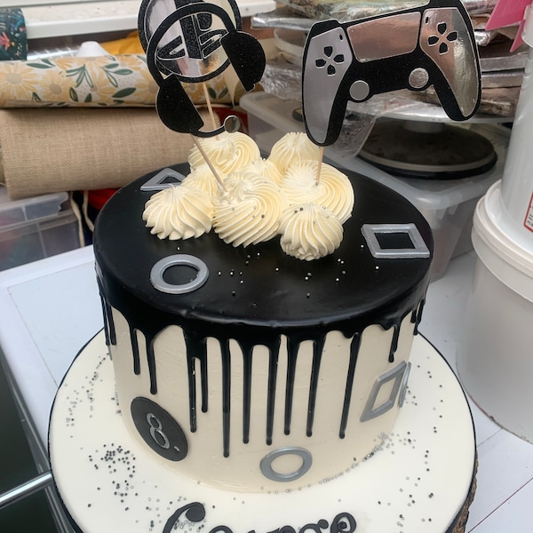 Gaming PS5 Themed Cake Topper Set Controller, Headset, Logo - All ...
