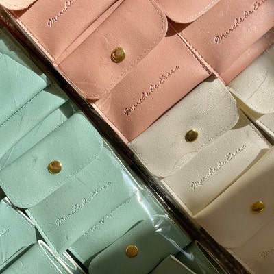 50 White Bag Snap Pocket Faux Leather Bag Jewelry Pouch, Snap Pocket ...