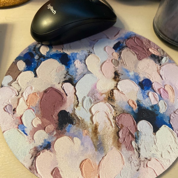 Mouse Pad Oil Paint Table Mat Office Decor Mouse Pad Pastel Pink ...