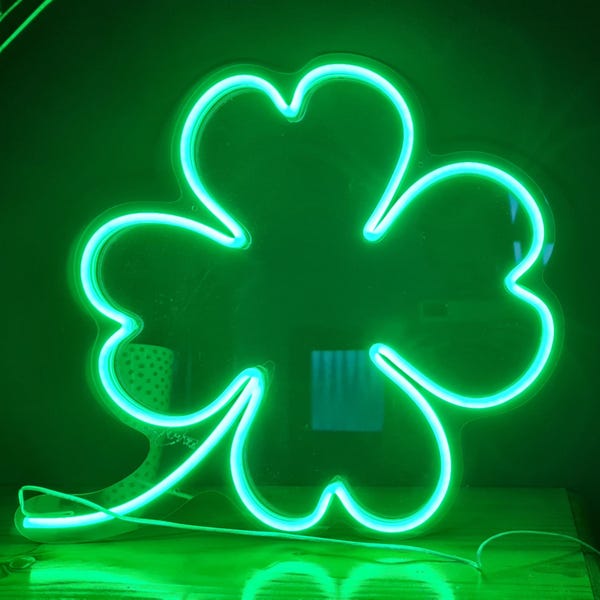 Four Leaf Clover - Led Neon Sign, Irish Decor, Lucky Sign, Shamrock ...