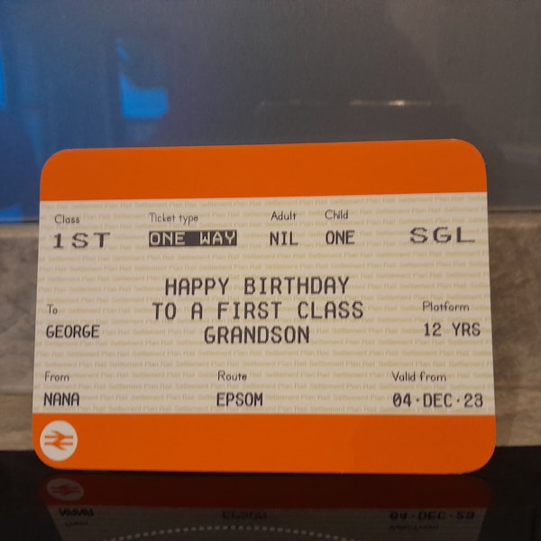 Personalised Train Ticket Birthday Card, Train Ticket, Birthday Card ...