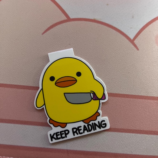 Chick Duck With Knife Magnetic Bookmark, Duck Meme Bookmarks, Handmade ...