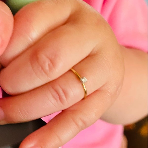 Baby's First Diamond Ring in 18K Gold and Platinum - Etsy